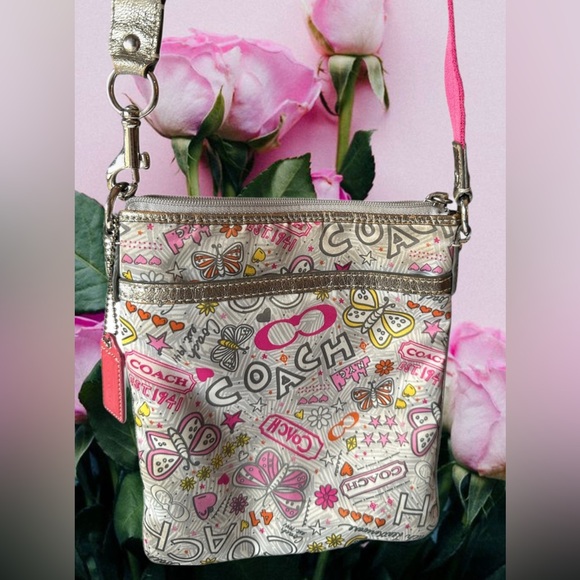 Coach | Bags | Coach Poppy Butterfly Graffiti Crossbody Bag Vintage ...